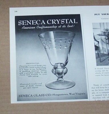 1951 print ad - Seneca Glass crystal Provincial glassware Morgantown WV ...