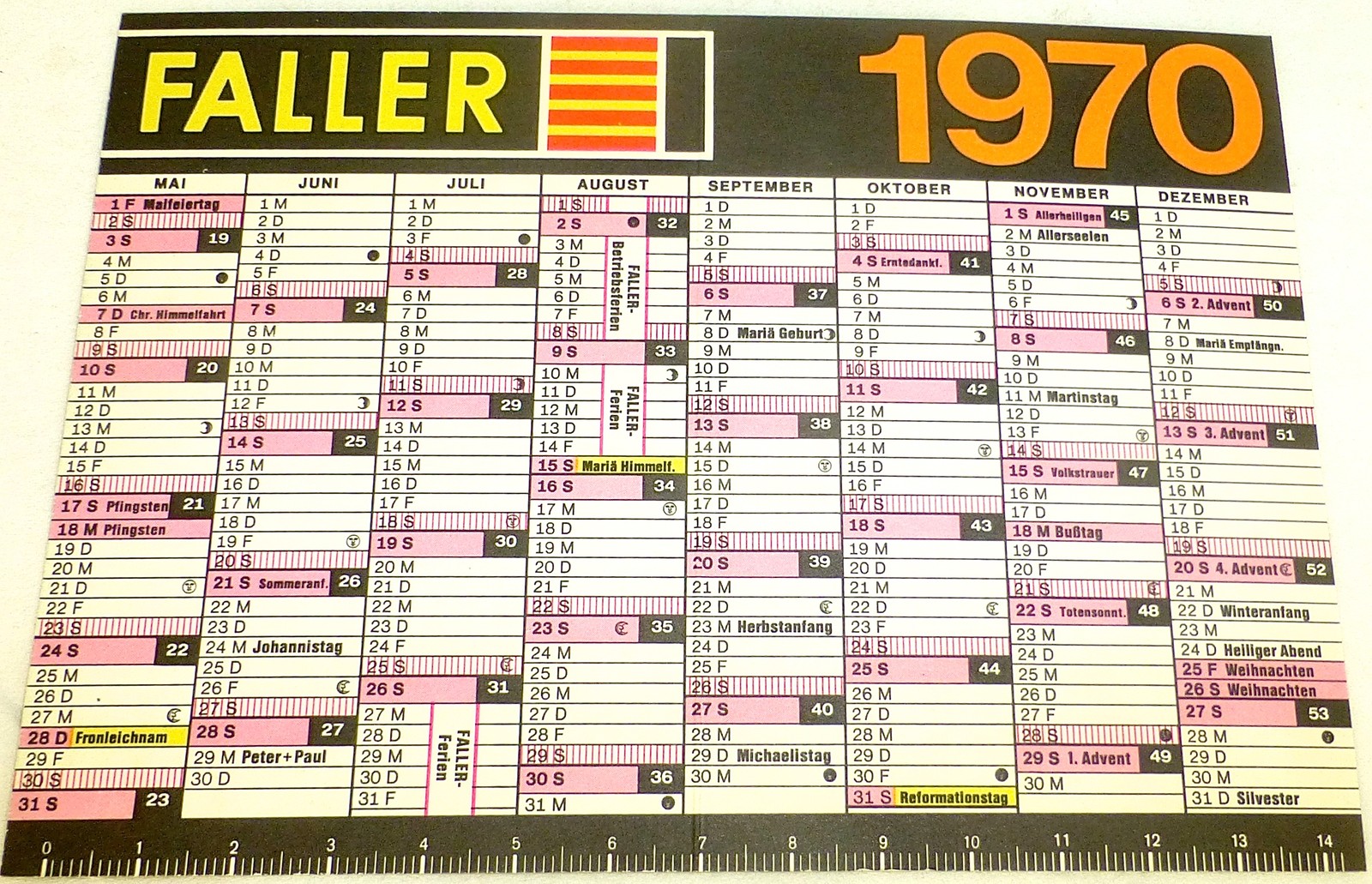 Faller Modellbau Kalender 1970 N Brücken Tunnel Bahnbauten Häuschen 9mm ...