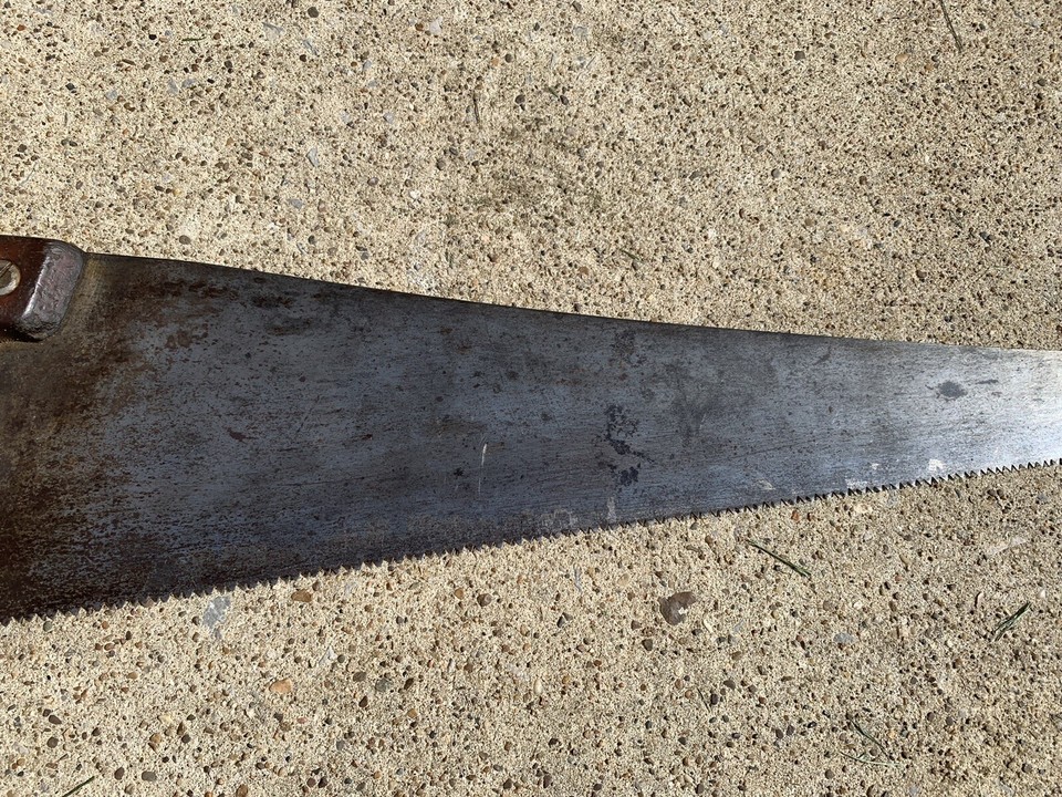 Vintage Atkins Antique Tool Hand Saw 29” Farm Ranch Embellished Carved ...