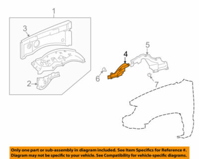 53736-60081 Toyota Seal, front fender apron to frame, no.1 rh ...