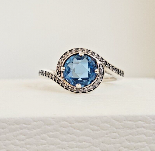 Authentic PANDORA Size 5 (50) Blue Topaz Ring Sterling Silver in ...