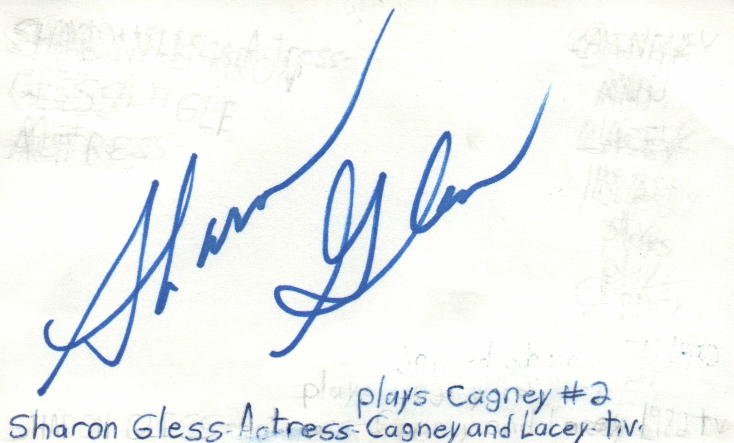 Sharon Gless Actress Cagney and Lacey TV Show Autographed Signed Index ...