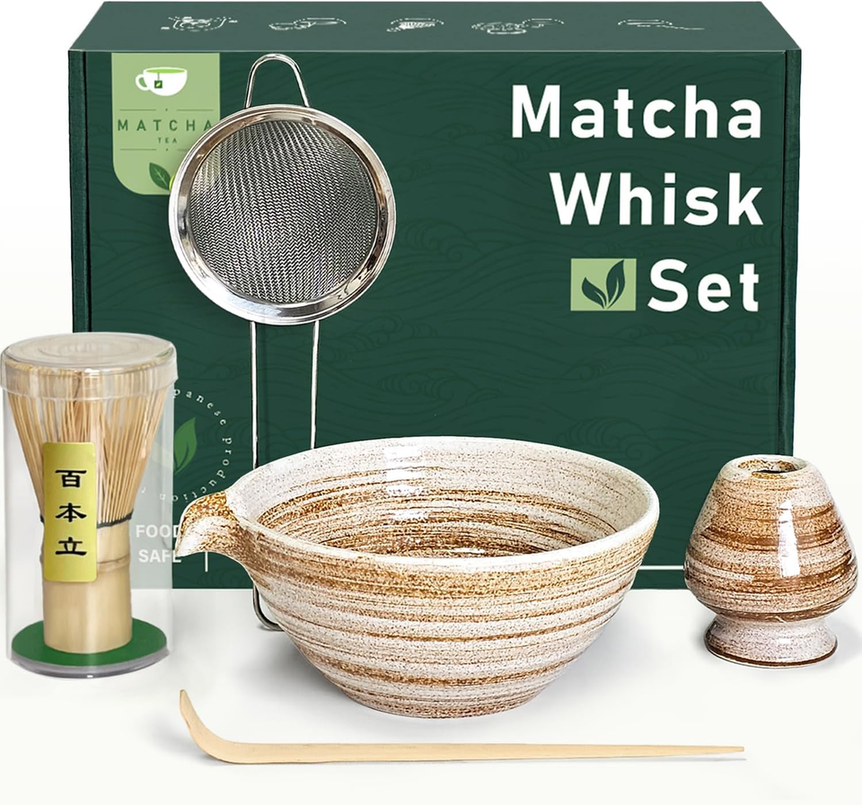 Matcha Whisk Set with Matcha Bowl, Matcha Whisk Holder Matcha Bamboo ...