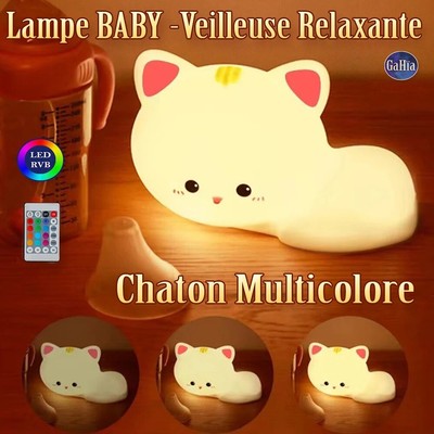Lampe Baby Chaton Chat Doudou Veilleuse Nuit Relaxante Portable Pour ...
