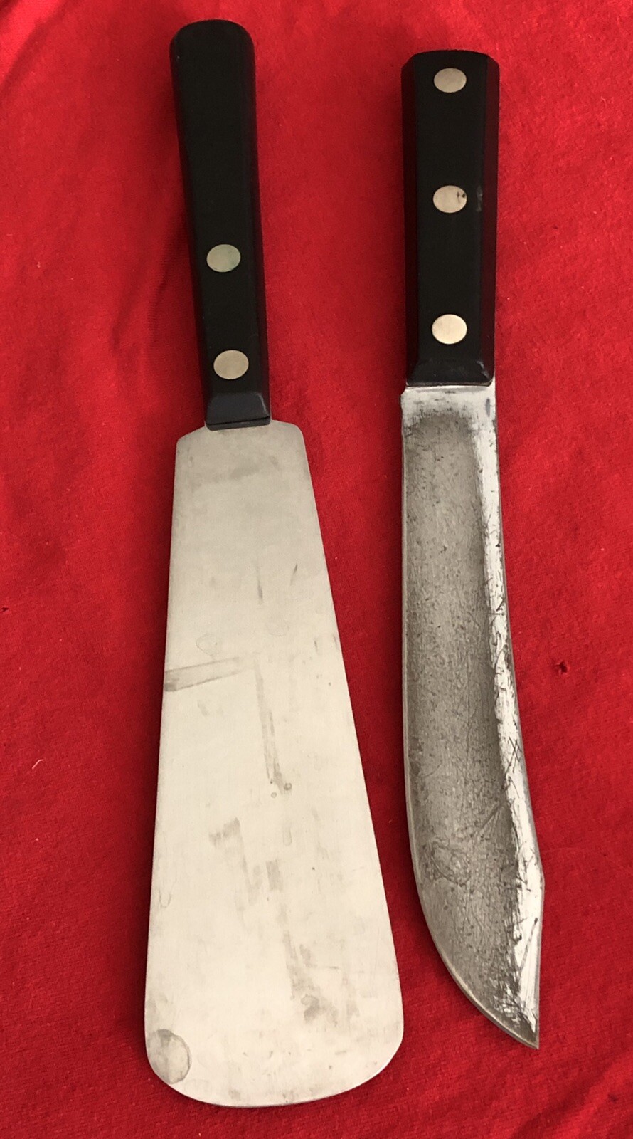 CASE XX - 231-7 BUTCHER KNIFE & 238 SPATULA /SPREADER - VINTAGE - BLACK ...