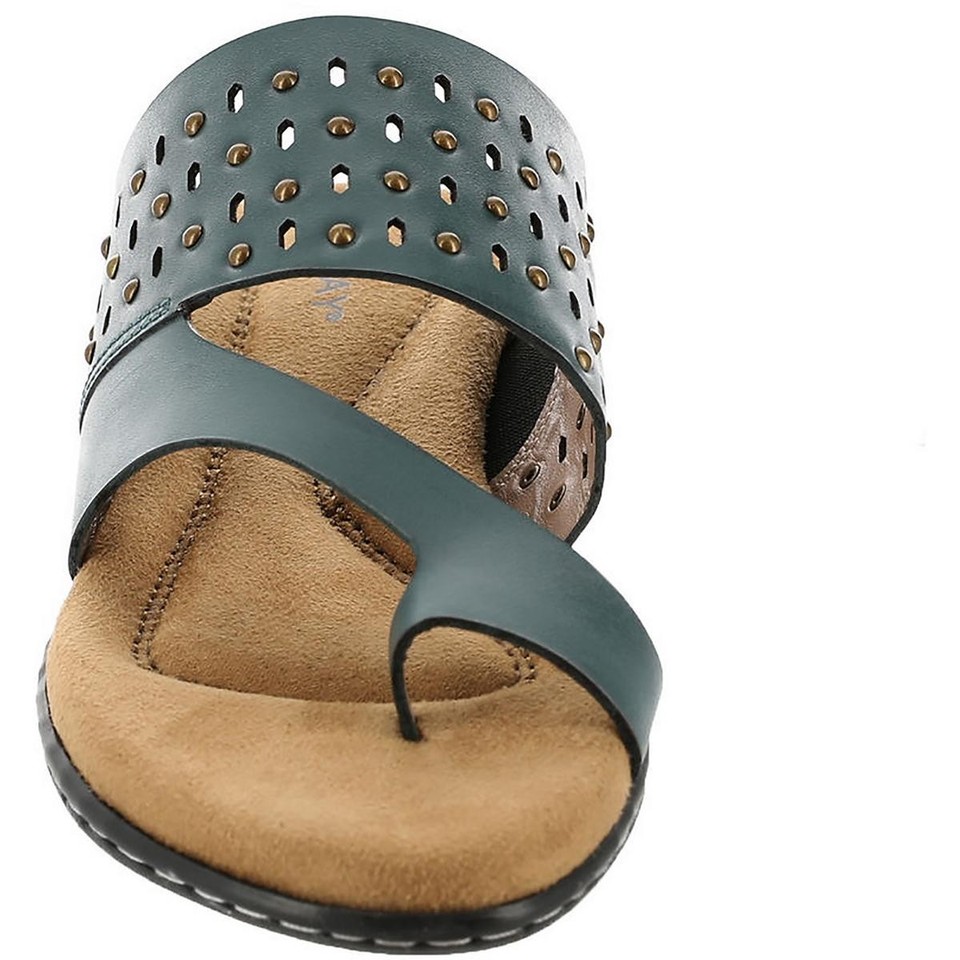 Array Womens Catalina Leather Studded Toe Loop Slide Sandals Shoes BHFO ...