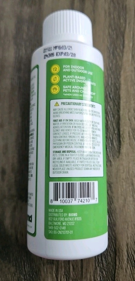 Pack of Two - BUG MD Essential Oils Concentrate 3.7 Oz Safely Kills ...