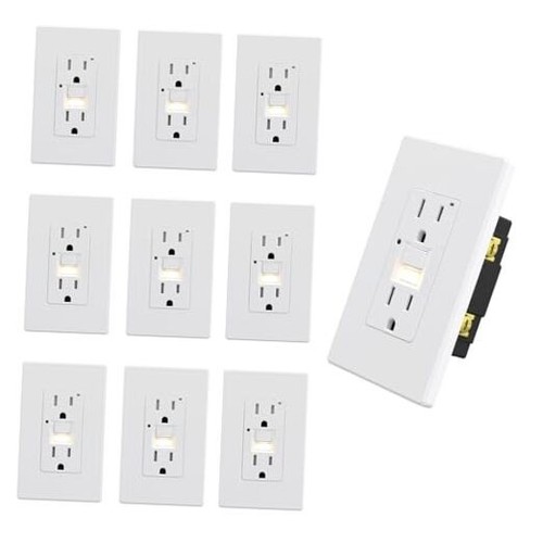 15 Amp GFCI Outlet, Self-Test Nightlight Electrical 15 Amp Outlet 10 ...