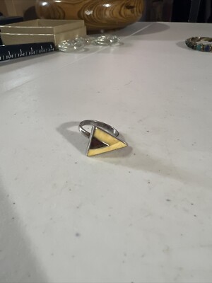 925 Sterling Silver Vintage Real Yellow Amber Triangle Shape Size 7 | eBay