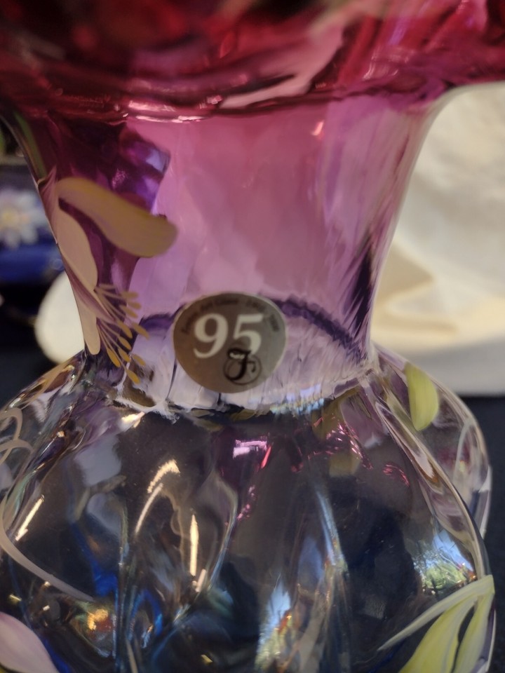 Fenton Mulberry Melon Vase, 95th Anniversary George Fenton Signature ...