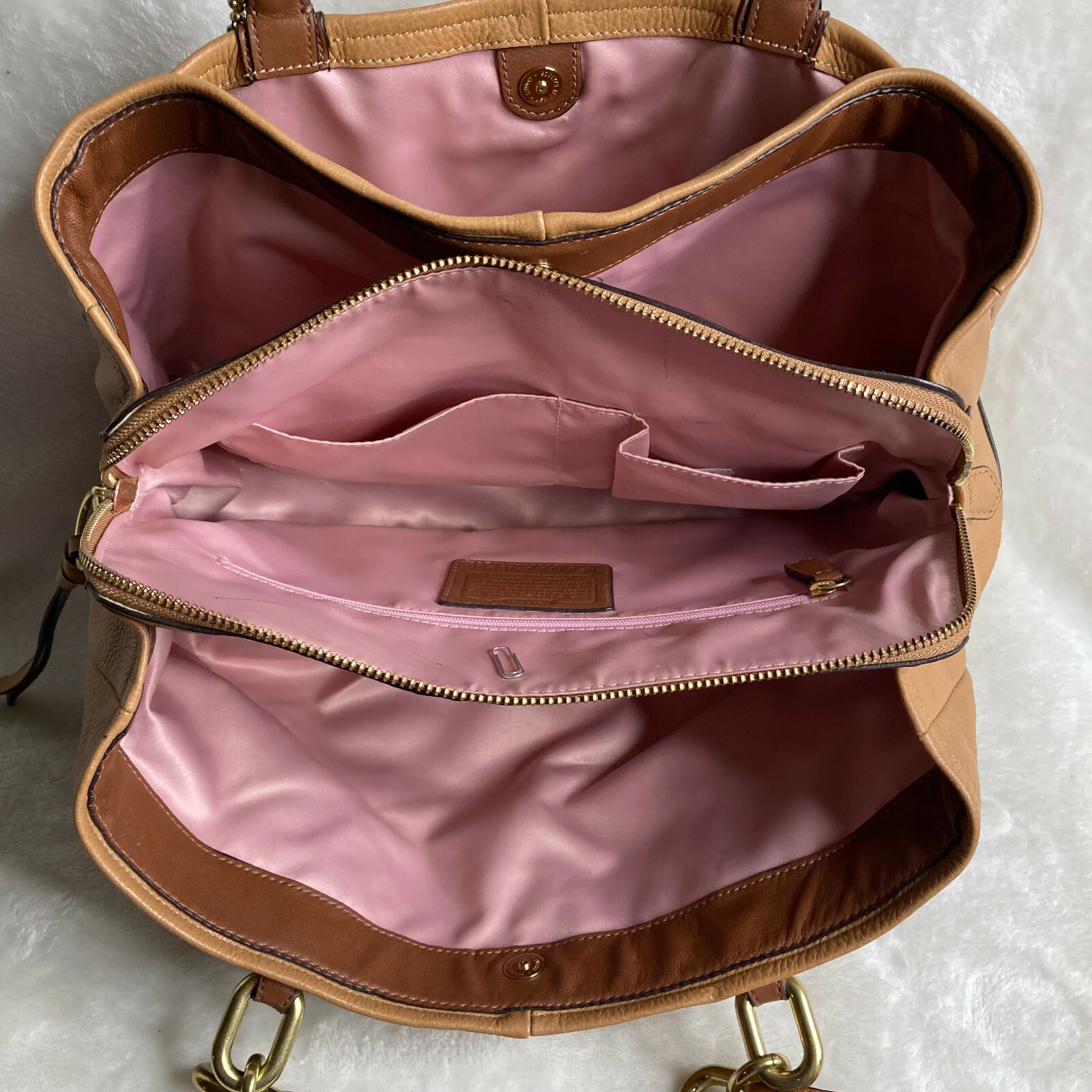 Coach Jayden Caryall J1173-18955 Brown Tan Leather Sateen Brass Satchel ...