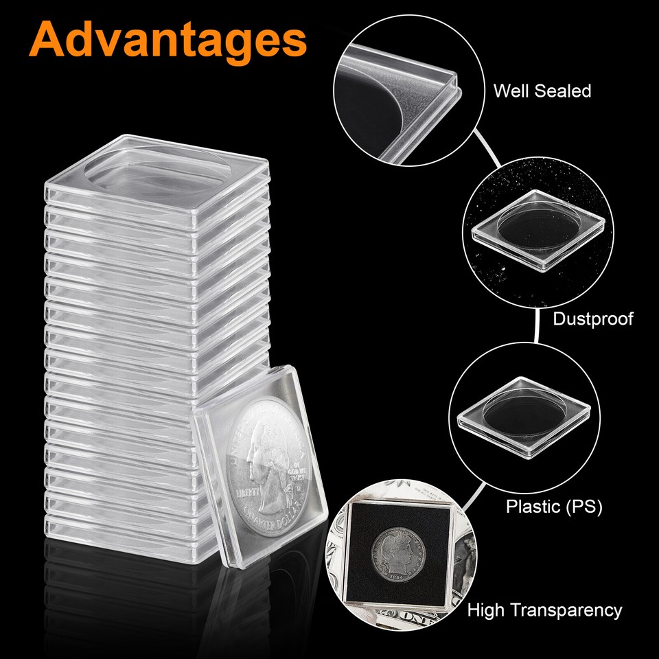 40X Coin Holder Snap Capsules 2X2 Storage Case 40mm for Collection ...