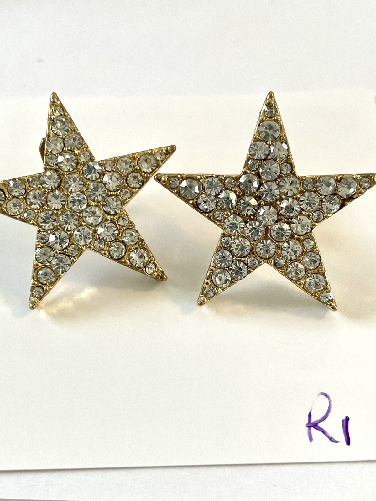 DIVA RHINESTONE Stars EARRINGS GOLDTONE clip on New! R1 | eBay