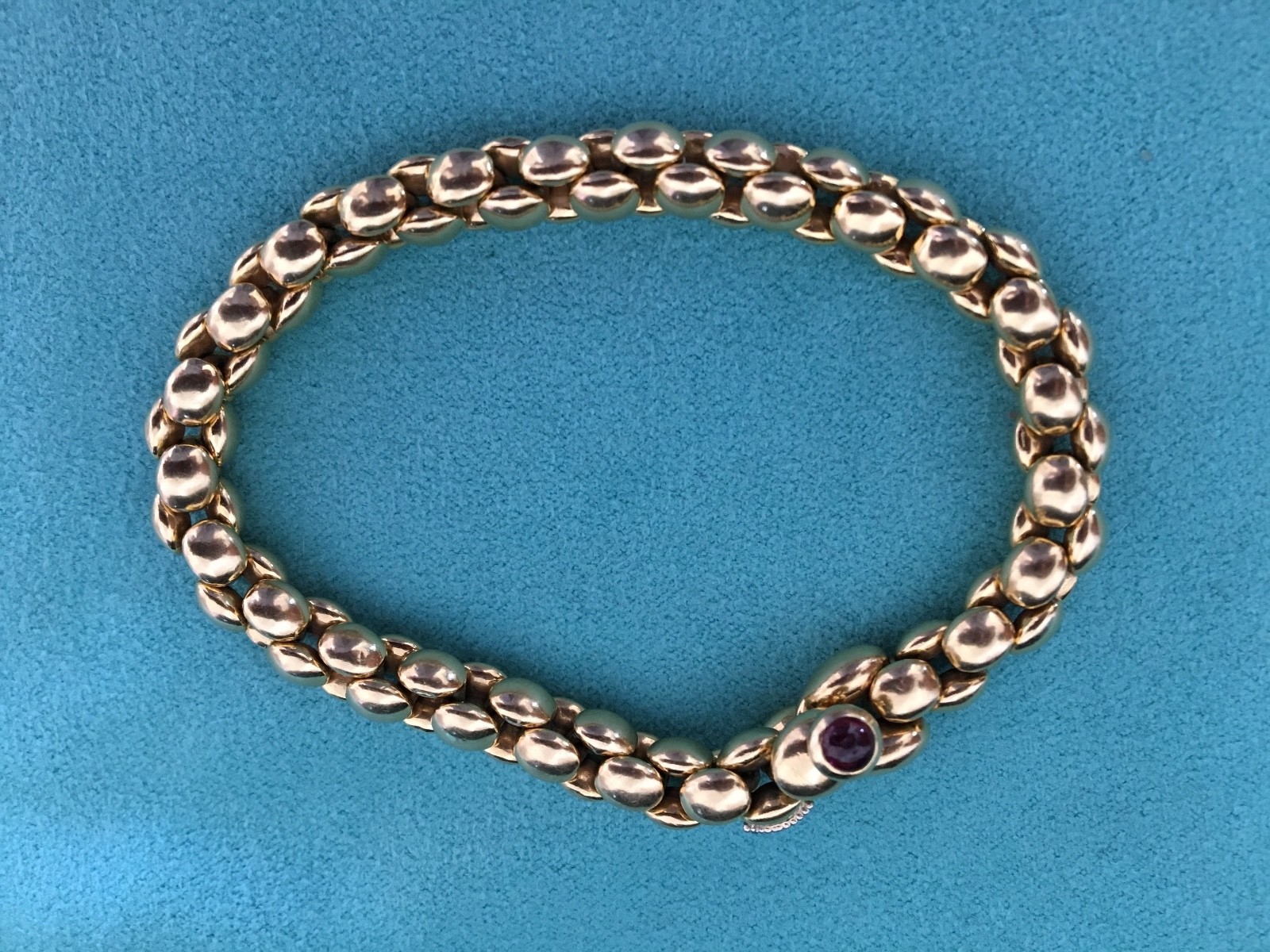 CHIAMPESAN 18k Yellow Gold, ITALY BRACELET RUBY CABOCHON, 7 1/2 '' long | eBay