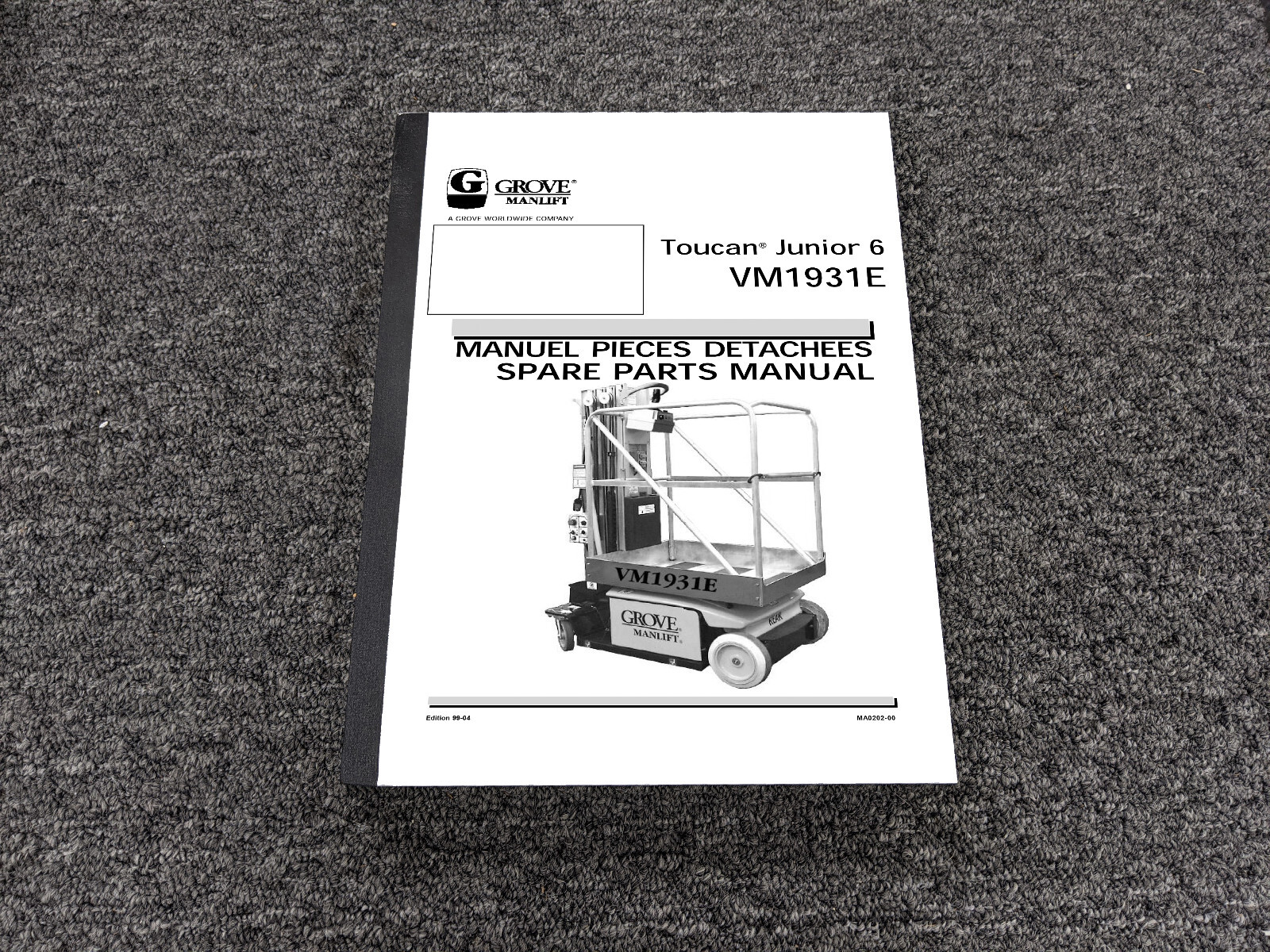 Grove Manlift Toucan Junior 6 VM1931E Vertical Mast Lift Parts Catalog ...