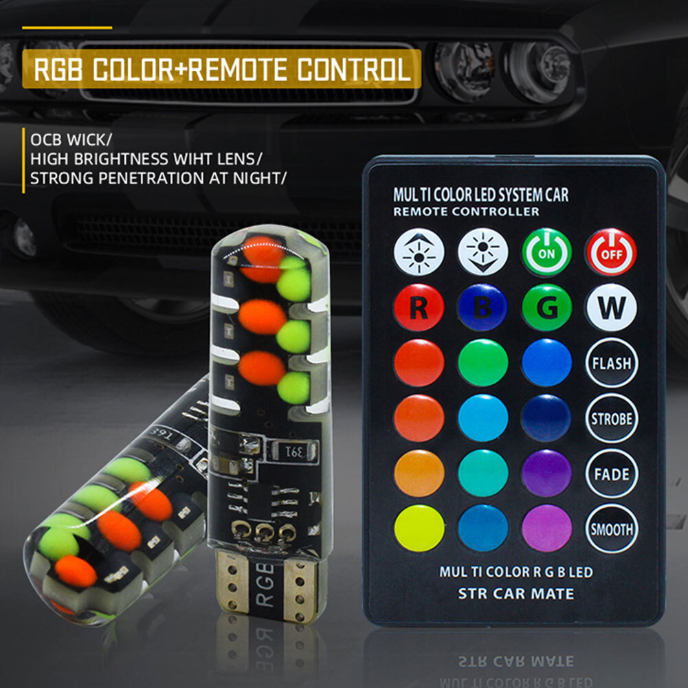 T10 W5W LED Reading Light RGB Car Width Lamp with Remote Controller ...