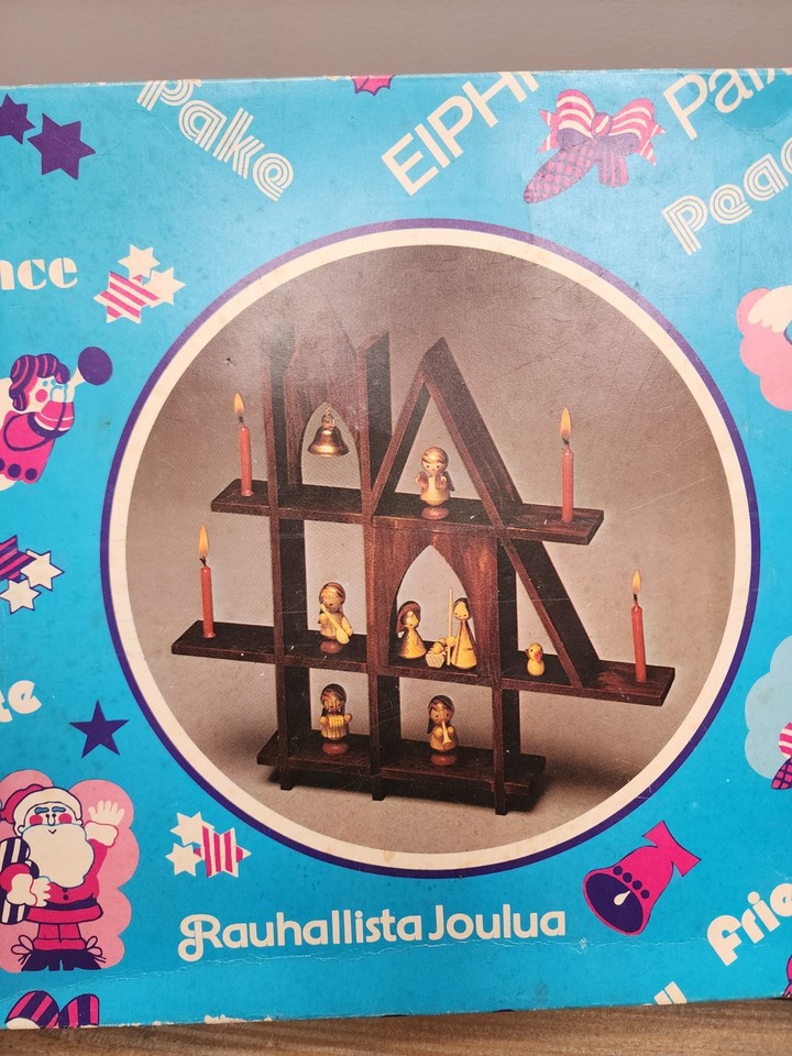 VTG Christmas Nativity Tree Candelabra Goula Spain Wooden Figurines | eBay