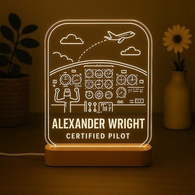 Personalized Pilot Night Light, Custom LED Cockpit Lamp for Aviation ...