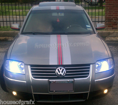 2 color Racing Stripe Graphics fit ANY YR Volkswagen Passat, Jetta ...