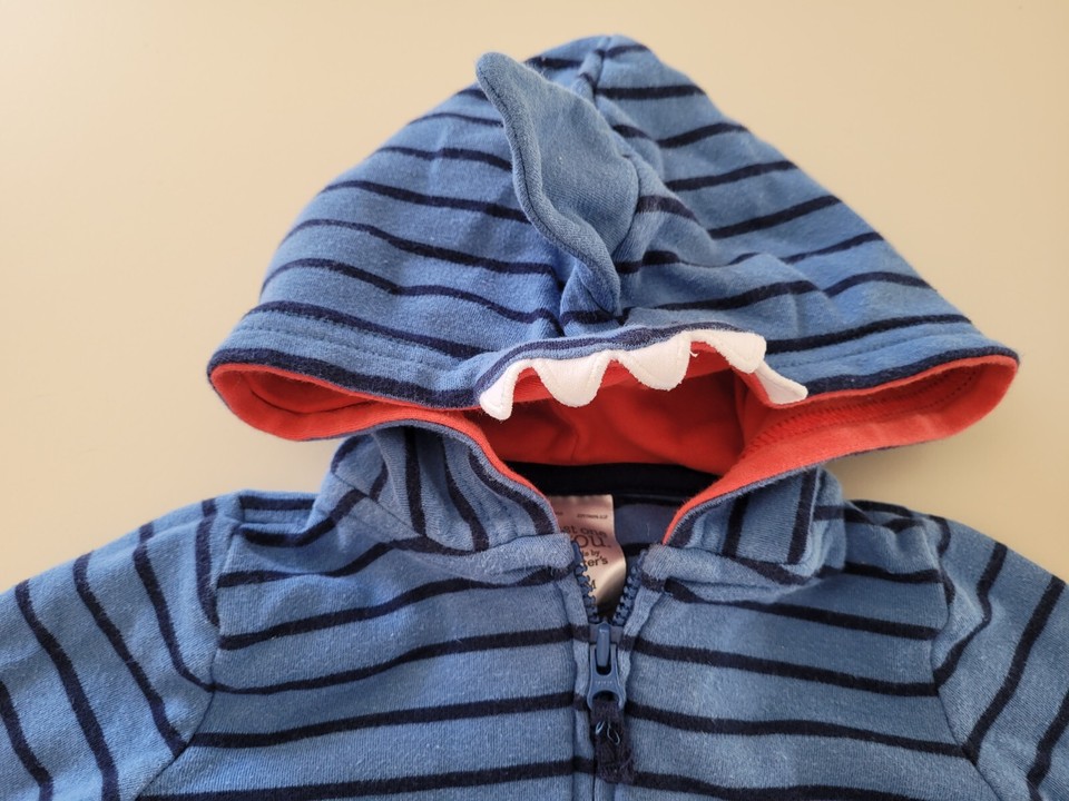 Just One You Carters 9 M month shark Jacket Hoodie Blue Stripe Beach ...