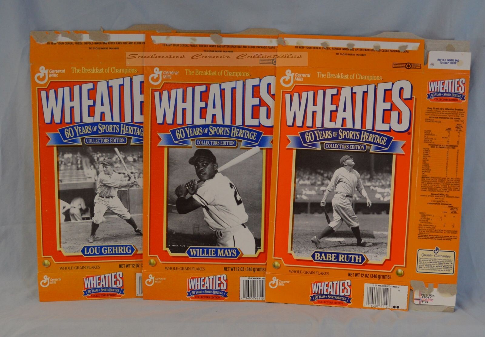 Great Advertising Vintage Lot 3 Different Wheaties Cereal Boxes ...