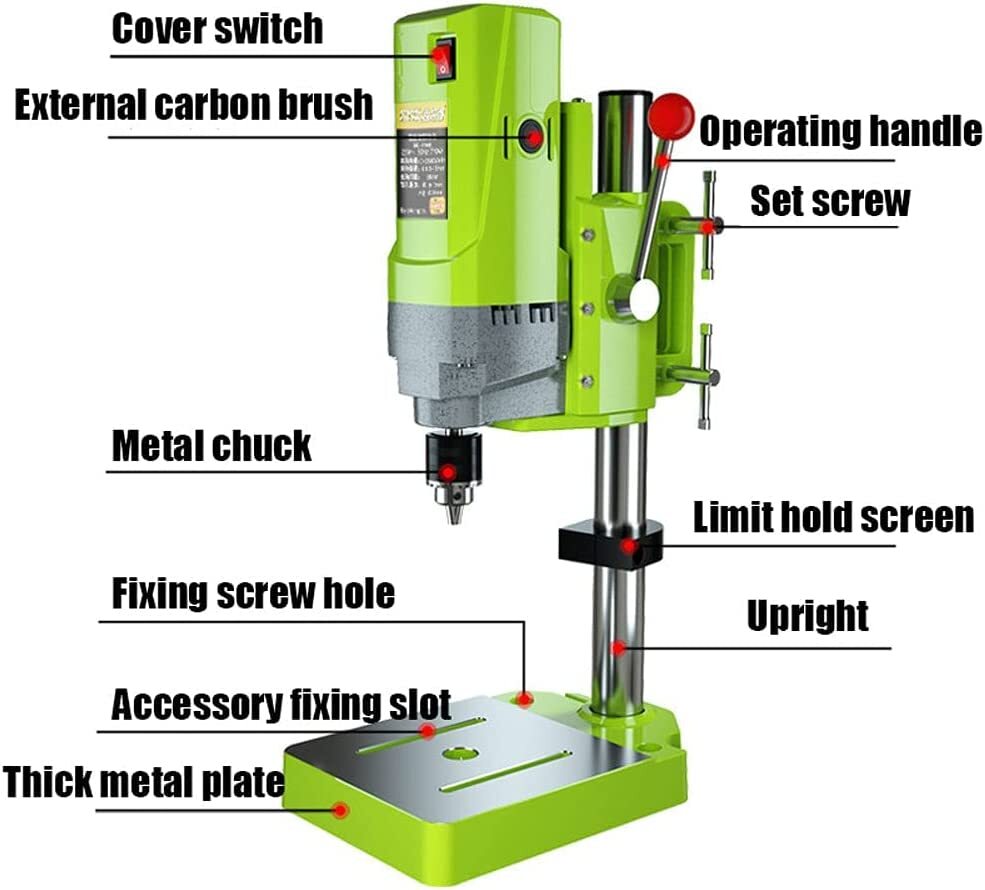 710w Rotary Pillar Drill 5 Speed Heavy Duty Bench Press Drilling Table ...