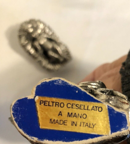 VTG Nativity Mary Joseph Jesus Pewter Figurines Peltro Cesellato A Mano ...