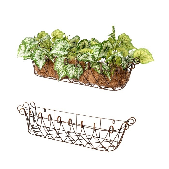 Garden Rust Metal 92x27cm Hanging Wire Window Box Storage Outdoor Patio ...