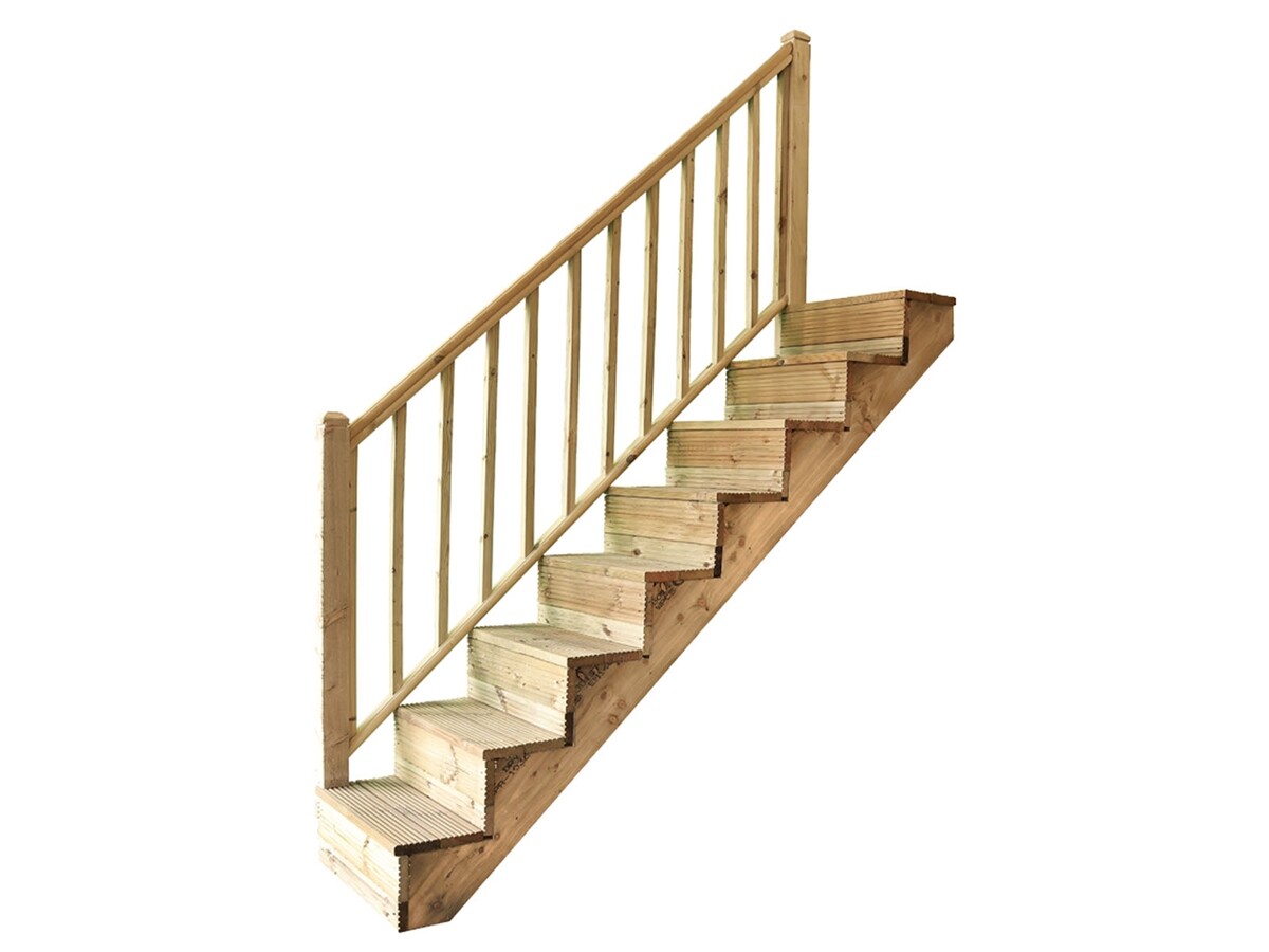 Garden Steps Kit with Handrails Pressure Treated Exterior Steps ...