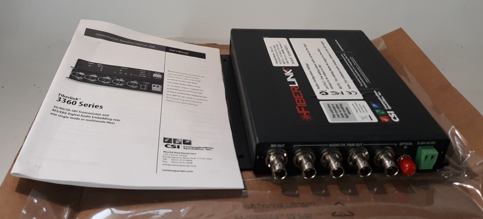 FiberLink 3361-B7S 3G/HD/SDI 4 AES Digital Audio SM/MM Fiber Box ...