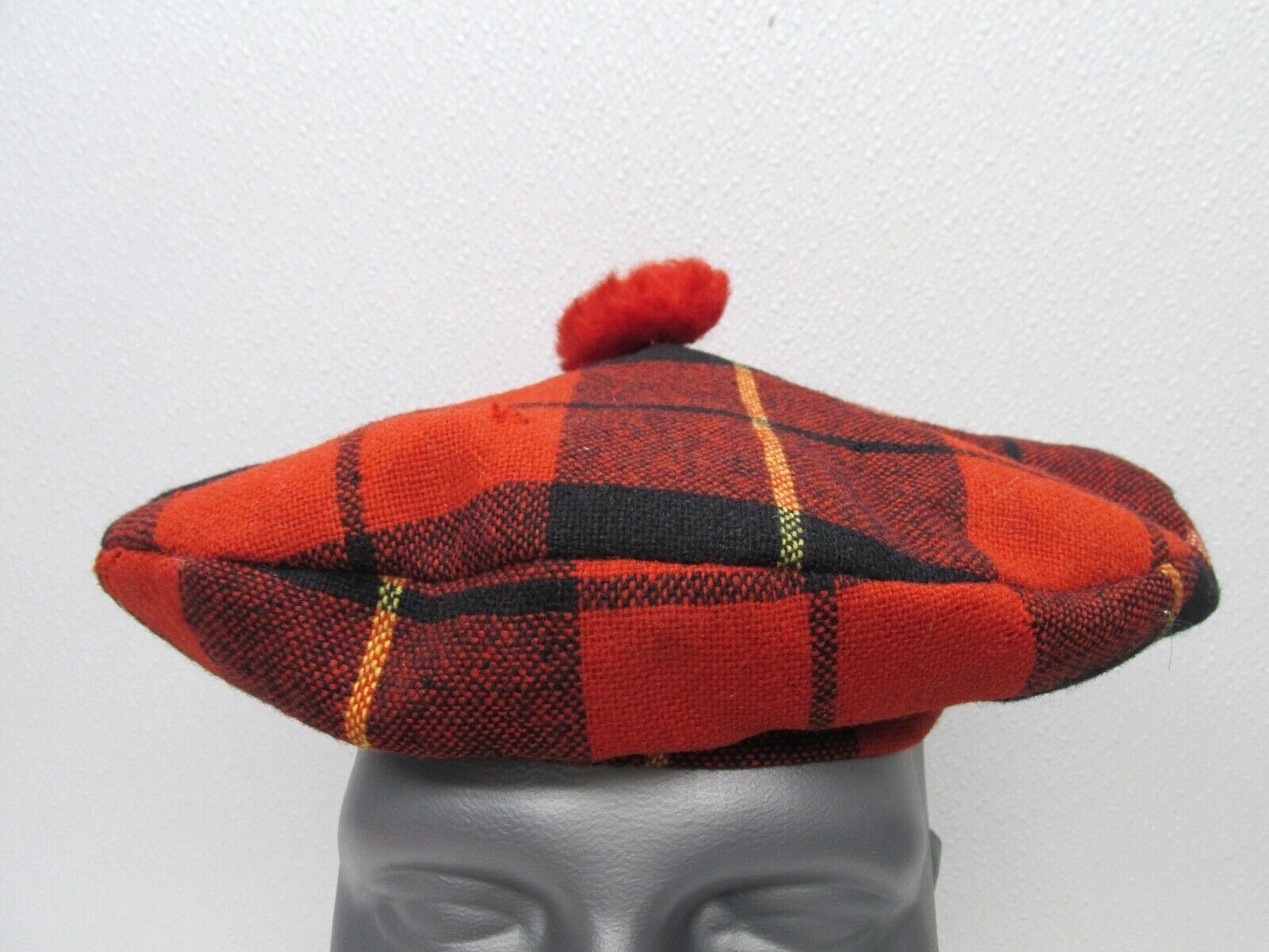 RARE Vintage Red Plaid Wool Scottish Tam Highlander H… - Gem