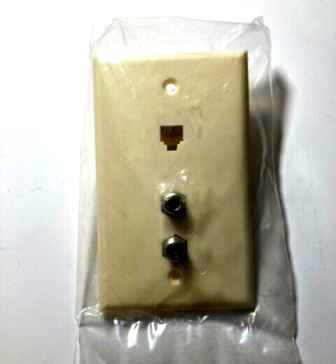 DUAL COAX F81 WALL PLATES with 4 Conductor Single Phone Jack-IVORY ...