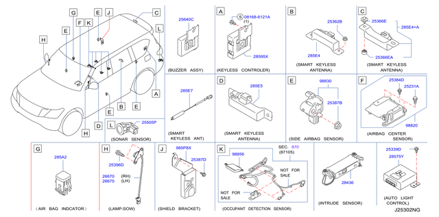 Genuine Nissan Passenger Discriminating Sensor 98856-1v90a for sale ...