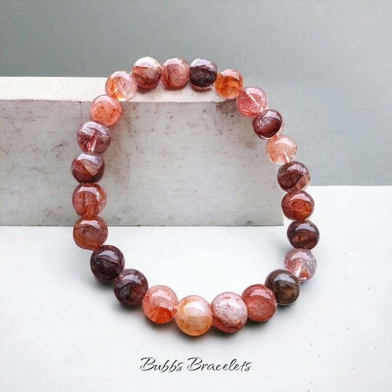 Fire Quartz Bracelet Natural Stones 8mm Stretches Bracelet For Women Or ...