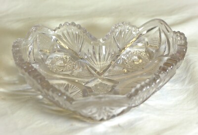 LE Smith Heart Shaped Candy Dish Clear Glass Pinwheel Sawtooth | eBay