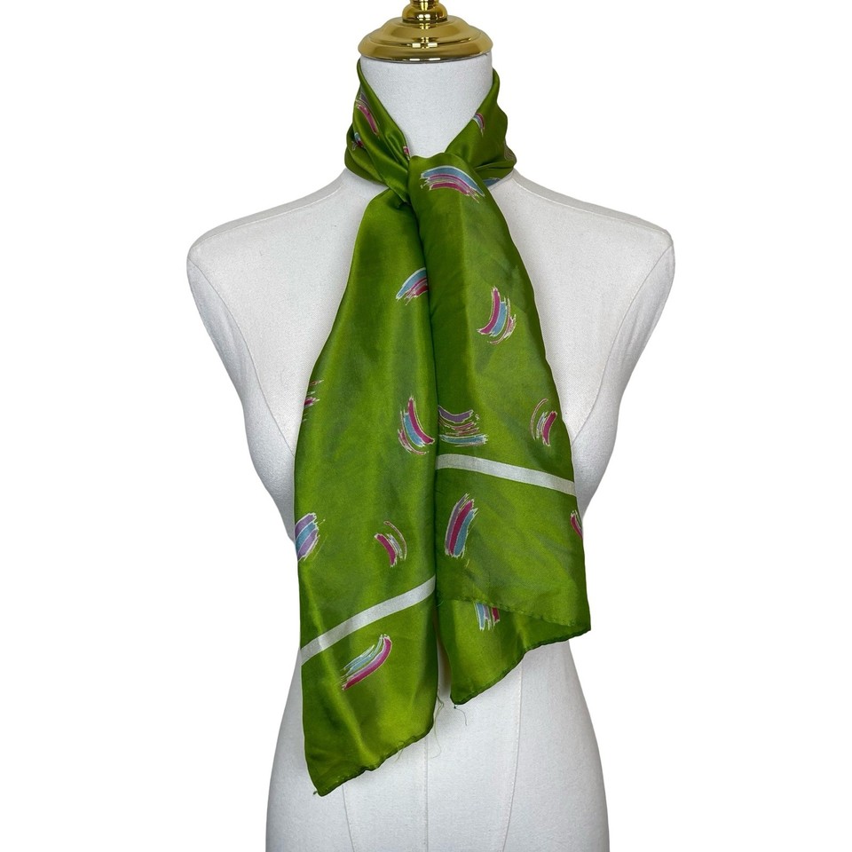 Vintage ECHO Silk Neck Hair Purse Scarf Kelly Green Abstract Brush ...