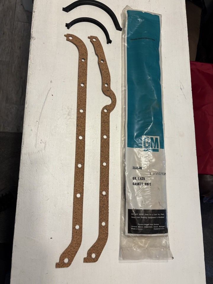 NOS 1963-1967 CORVETTE CORK OIL PAN GASKET/SEAL SET GM 1407939 SEALED ...