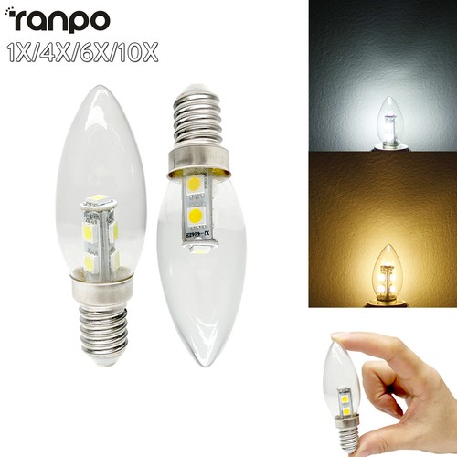 1X 10X 220V 3W E14 C25 LED Candle Light Bulbs 5050 SMD Cool Warm White ...