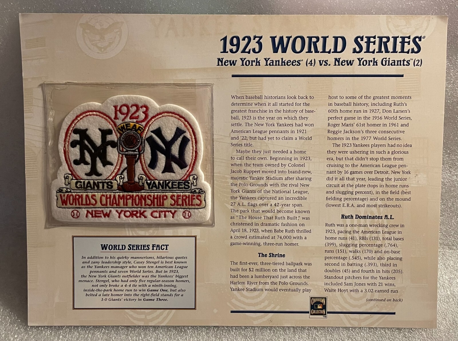 Cooperstown Collection New York Yankees World Series Patches- Pick a ...