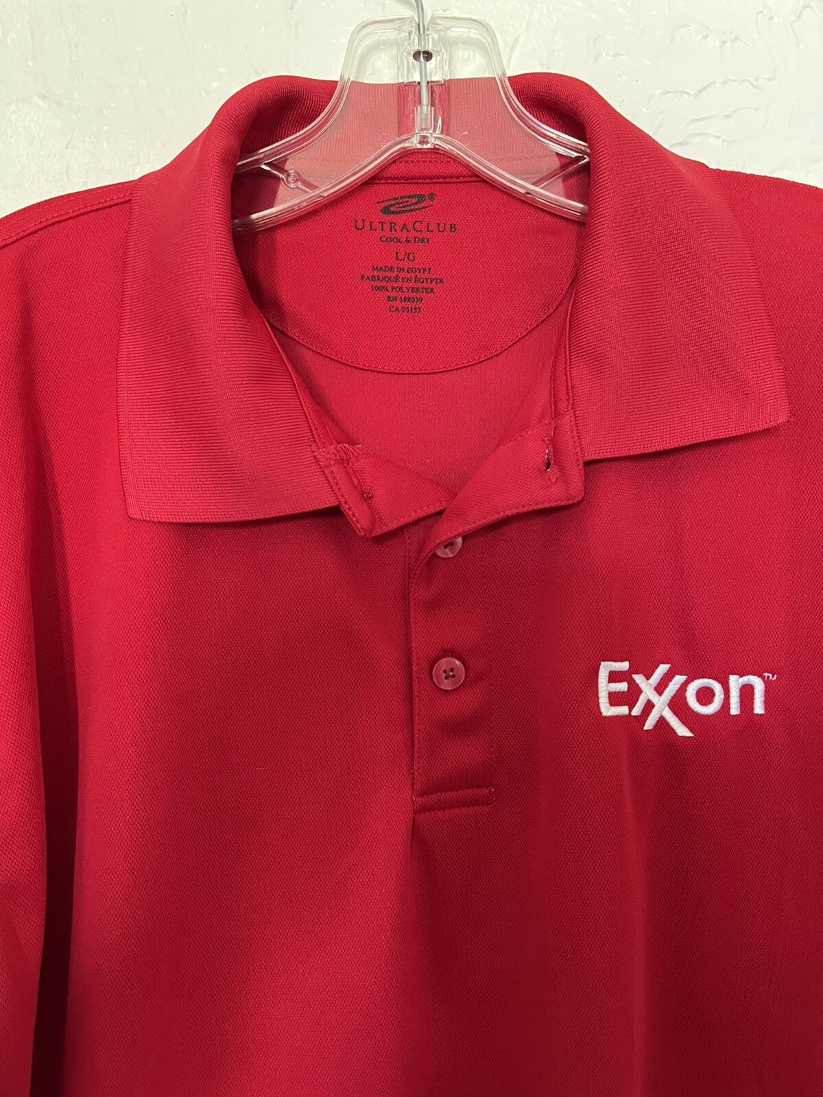 Men’s Red Exxon Employee Golf Polo Shirt Work Uniform Large | eBay