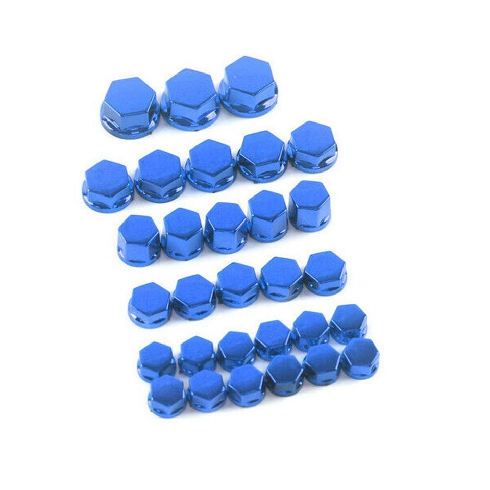 Screw Cap 0.8cm(12pcs) 1.0cm(10pcs) 1.2cm(5pcs 1.4cm(3pcs) Blue Plating ...