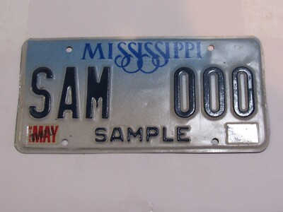 vintage Mississippi Sample 000 1994 embossed metal license plate tag ...