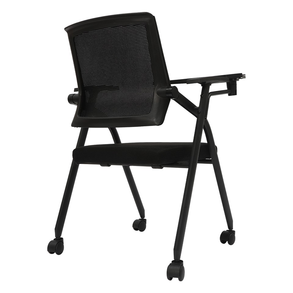 Study Reception Stacking Chair Mesh Guest Nesting with Table and Caster ...