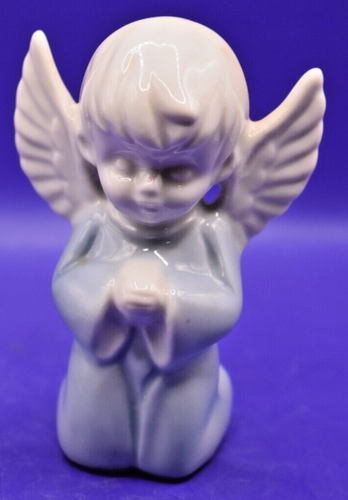 Lefton Angel Porcelain Kneeling Praying Girl Vintage Blue White Glazed ...