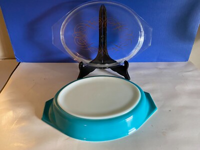 Pyrex Casserole Princess Turquoise 1.5 Ot Glass Gold Scroll Lid | eBay