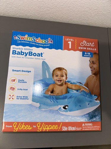 NEW Swim School Baby POOL FLOAT Glitter SHARK 6-18 Month Level 1 Safety ...