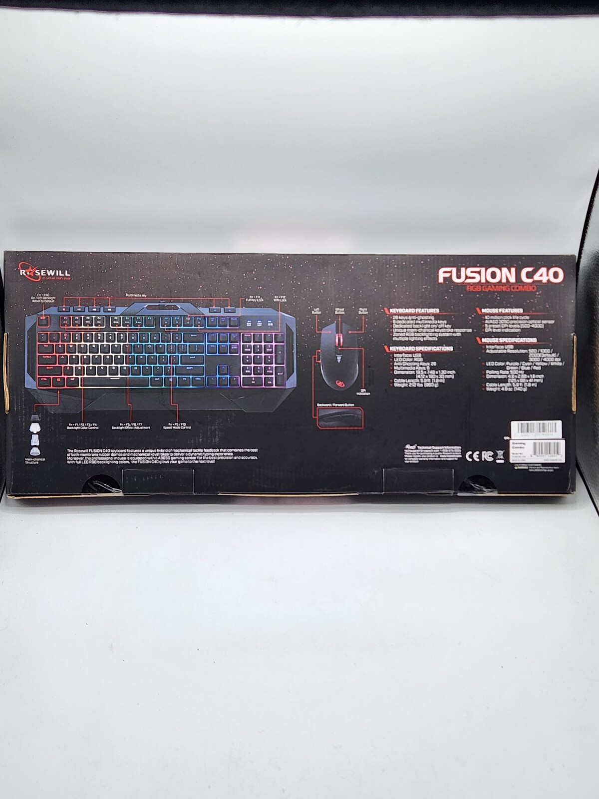 Rosewill Gaming Keyboard / Mouse Combo RGB LED Mem-chanical Keyboard ...