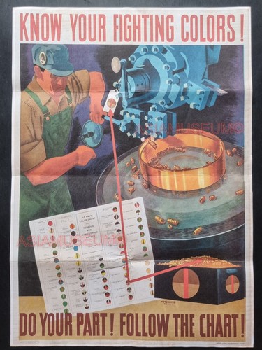 1943 WW2 USA AMERICA KNOW FIGHTING COLORS FACTORY WORKER CHART ...