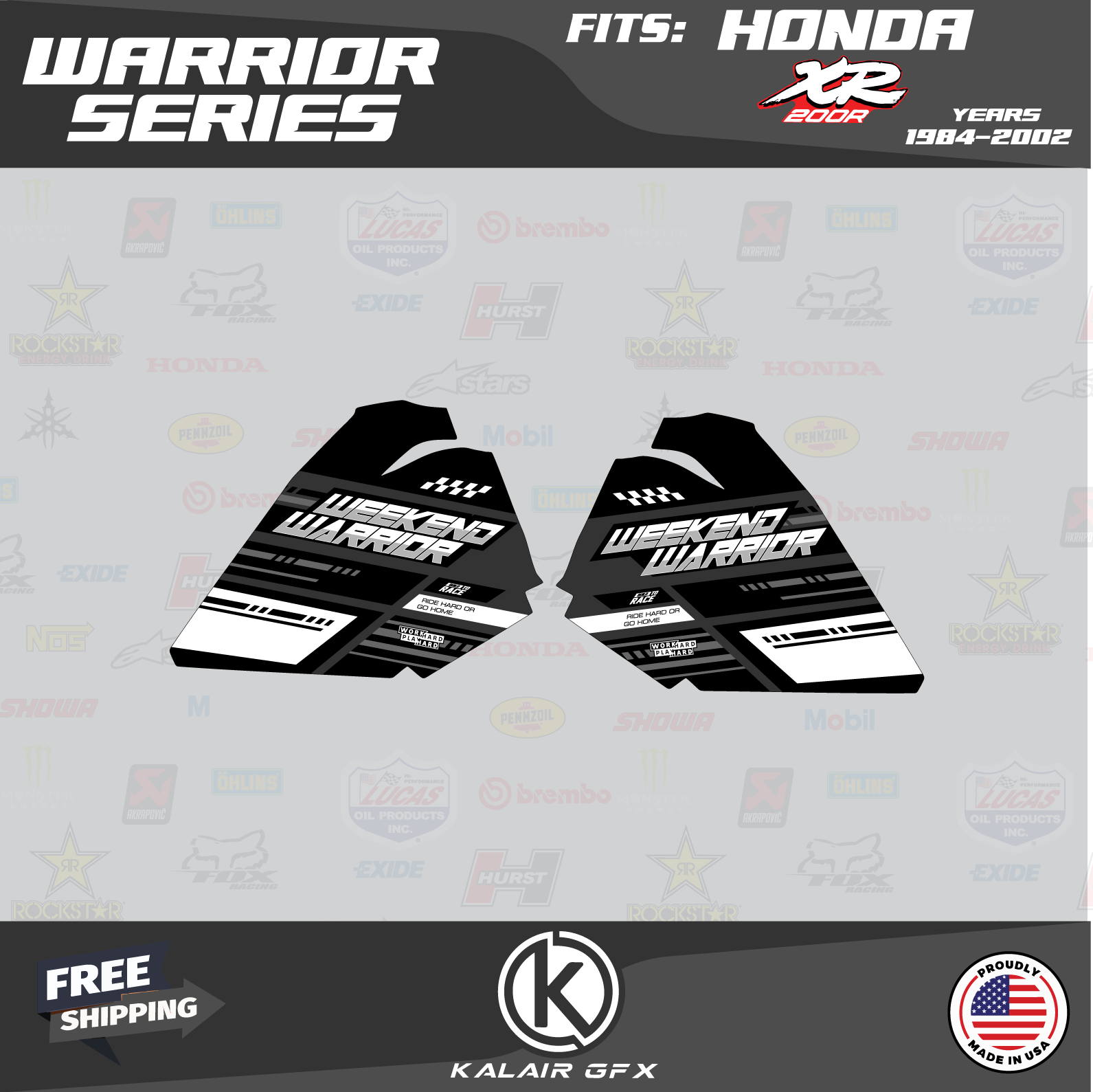 Graphics Kit for Honda XR200R (1984-2002) Warrior - WHITE | eBay