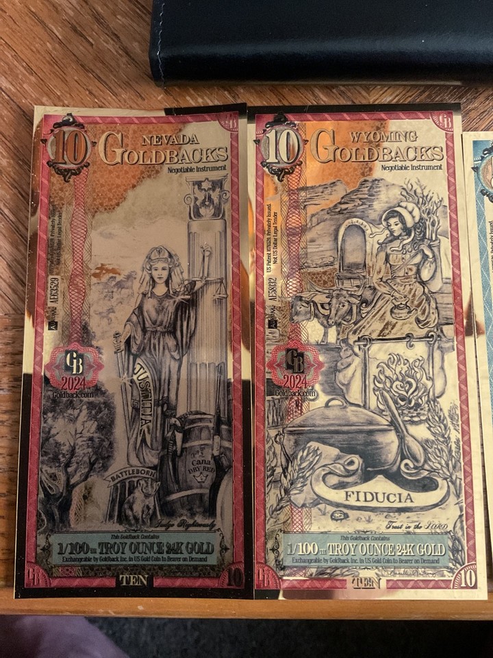 gold back notes lot $26.00 FV with rare Black leather gold back wallet ...